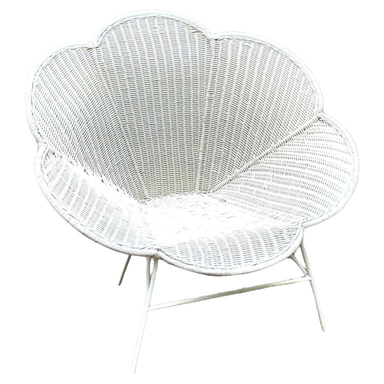Rattan and Iron Flower Lounge Chair For Sale at 1stDibs