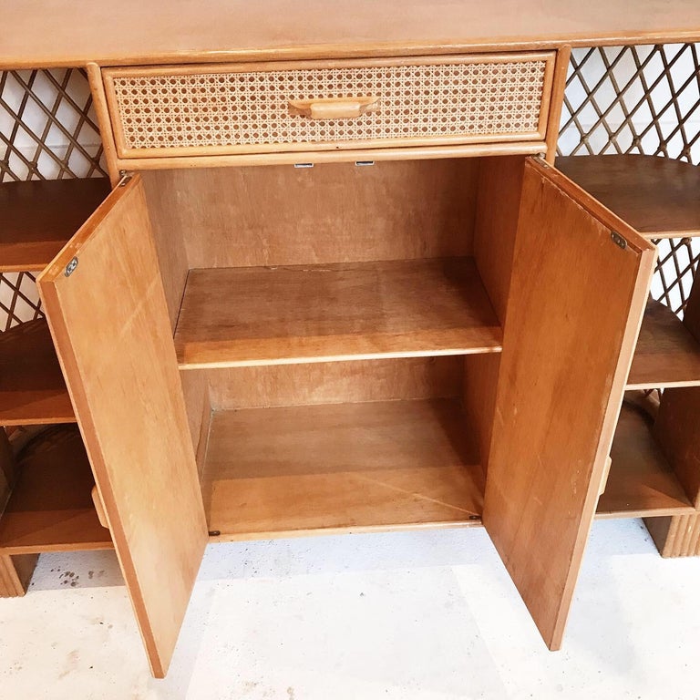 Rattan and Meranti Tiki Bar with Nude Surface Veneer and Webbed Cane ...