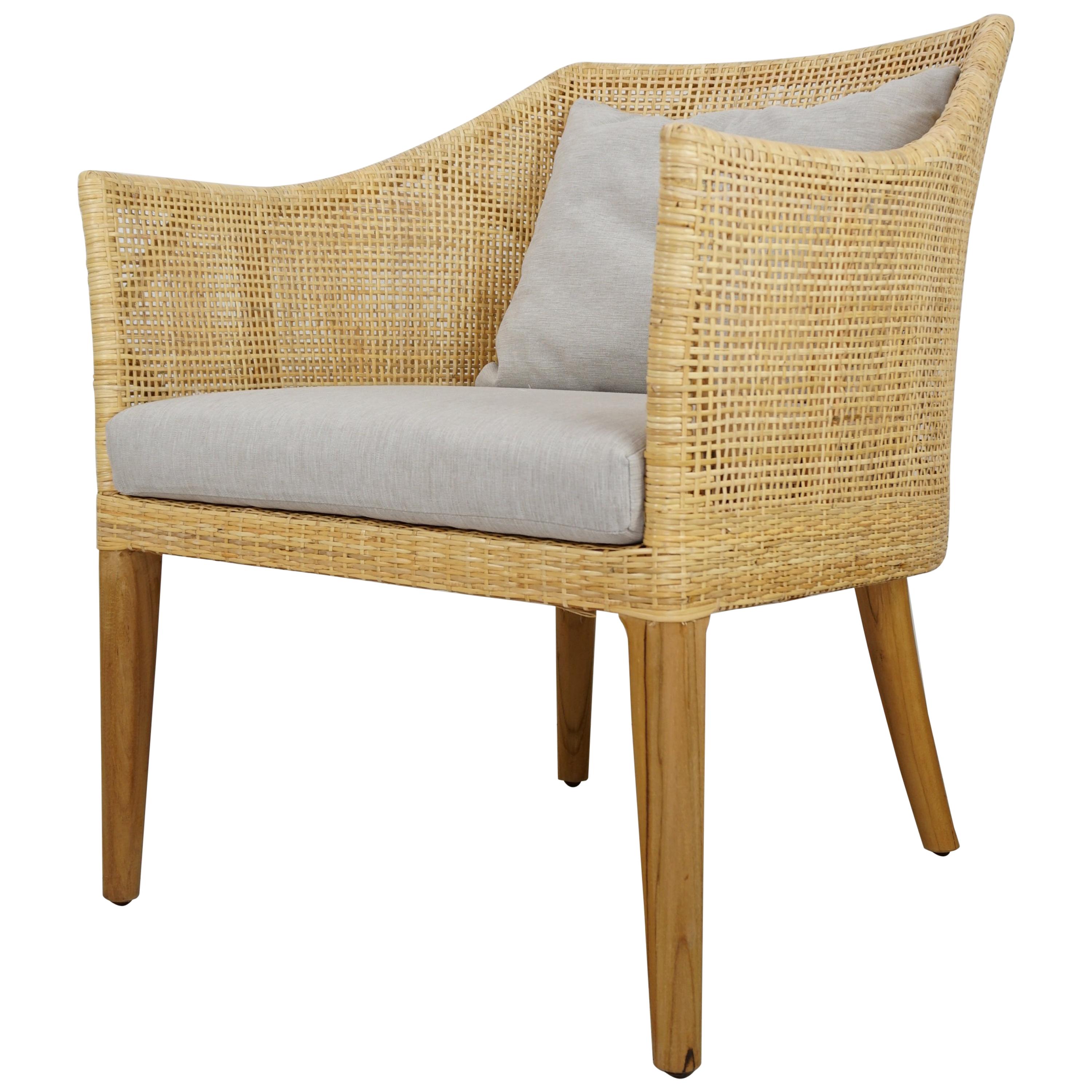 Rattan And Teak Wooden Armchair For Sale at 1stDibs | rattan and teak ...