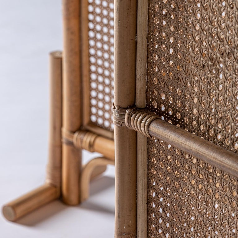 Rattan and Wicker Cane Folding Screen Divider For Sale at 1stDibs