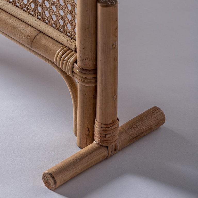 Rattan and Wicker Cane Folding Screen Divider For Sale at 1stDibs