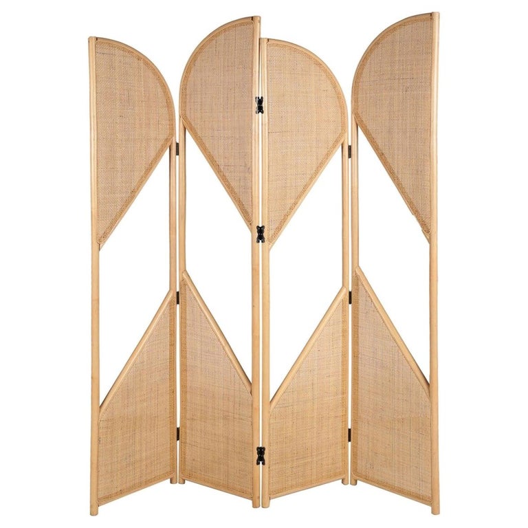 Rattan and Wicker Cane Folding Screen Divider at 1stDibs