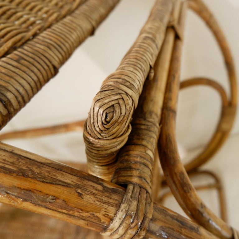 Rattan and Wicker Circle Rocking Chair, 1960s at 1stDibs