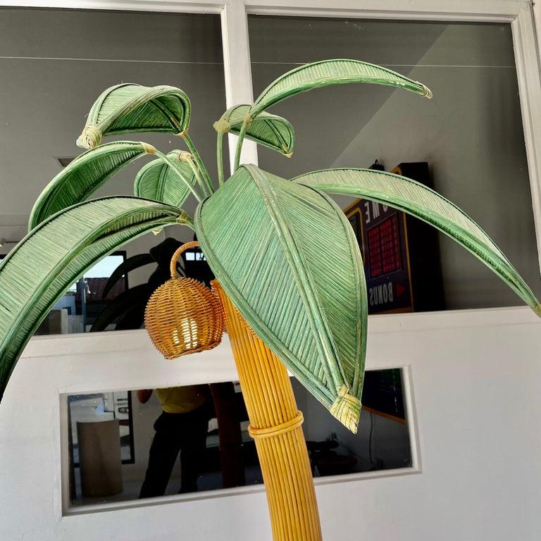 Rattan and Wicker Palm Tree Floor Lamp For Sale at 1stDibs