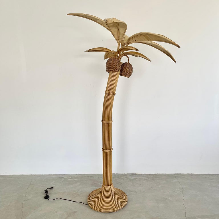 Rattan and Wicker Palm Tree Floor Lamp For Sale at 1stDibs