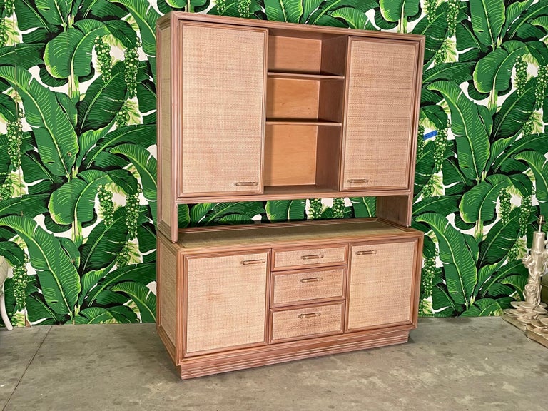 Rattan and Wicker Sideboard and Hutch Attributed to McGuire For Sale at ...