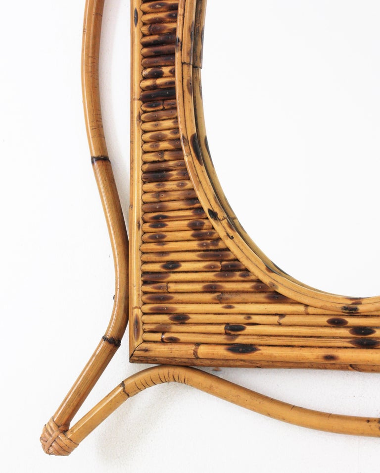 Rattan Bamboo Large Mirror with Split Reed Details, Spain, 1960s0s For ...