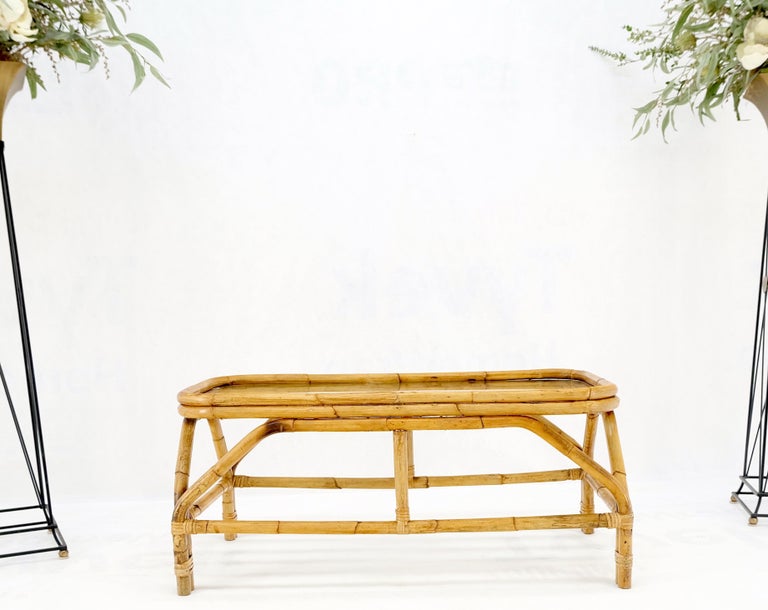 Rattan Bamboo Rectangle Glass Top Mid-Century Modern Coffee Table Mnt ...