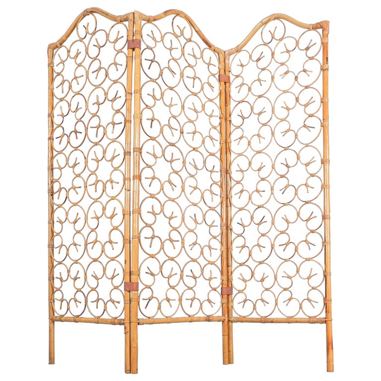 Rattan Bamboo Room Divider Screen Paravant Italy, circa 1965 For Sale ...