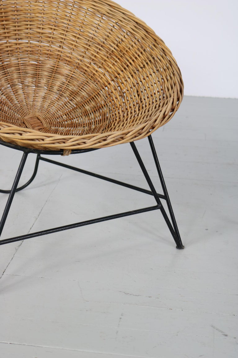 Rattan Basket Chair, Italy, 1950s at 1stDibs