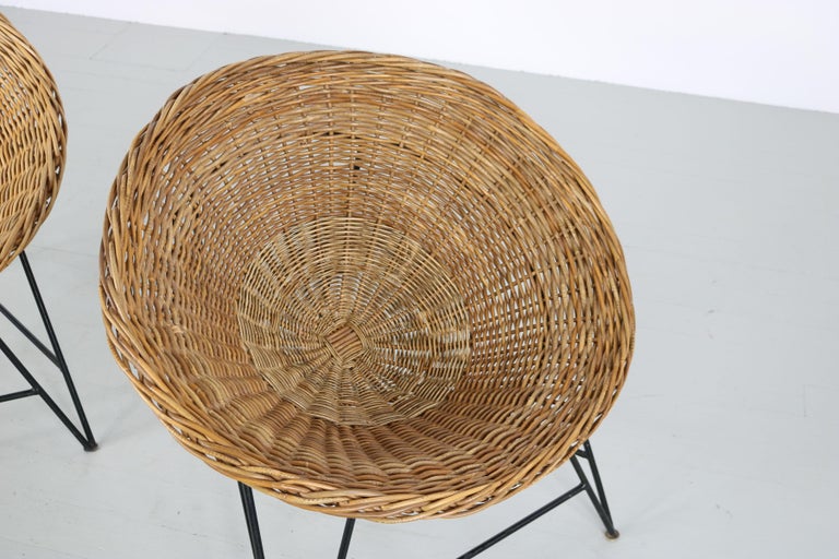 Rattan Basket Chair, Italy, 1950s at 1stDibs