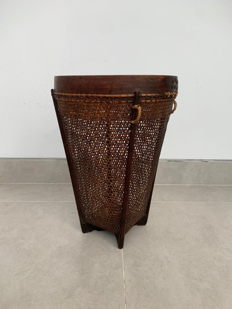 Rattan Basket Dayak Tribe Hand-Woven from Kalimantan, Borneo, Mid 20th ...