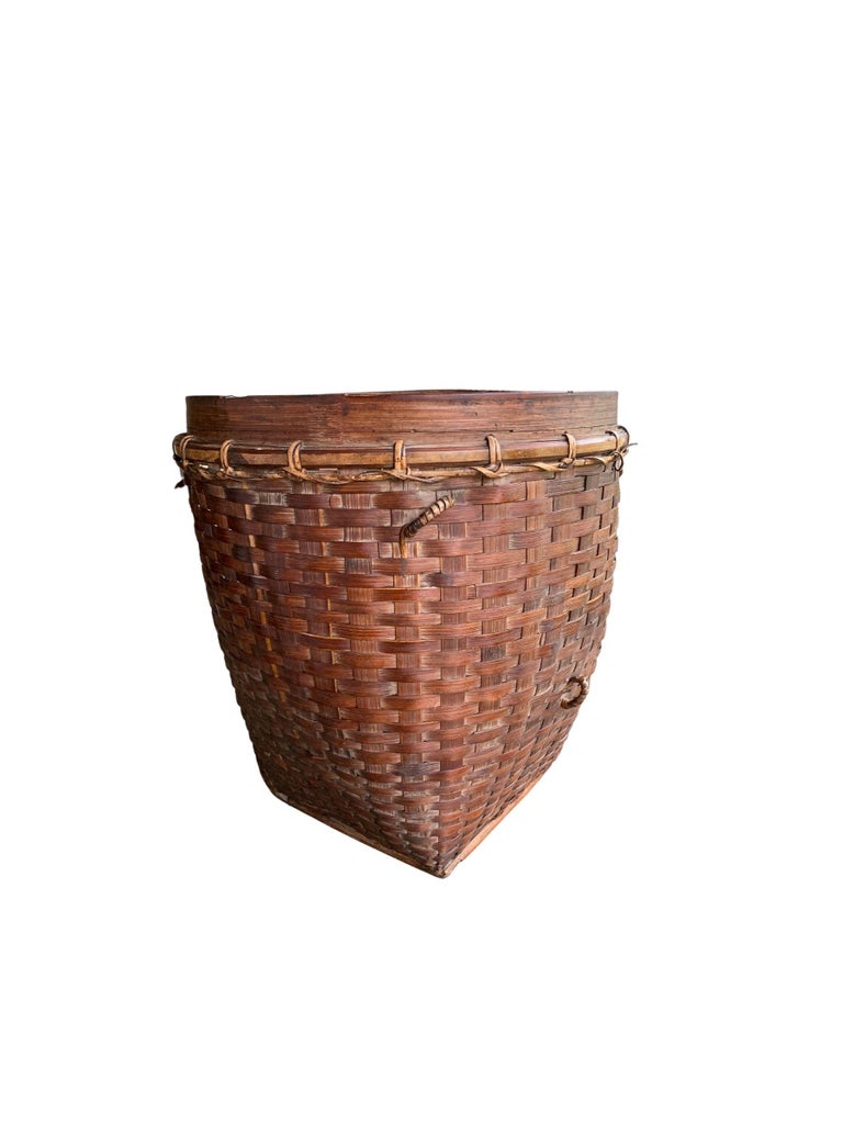 Rattan Basket Dayak Tribe Hand-Woven from Kalimantan, Borneo, Mid-20th ...