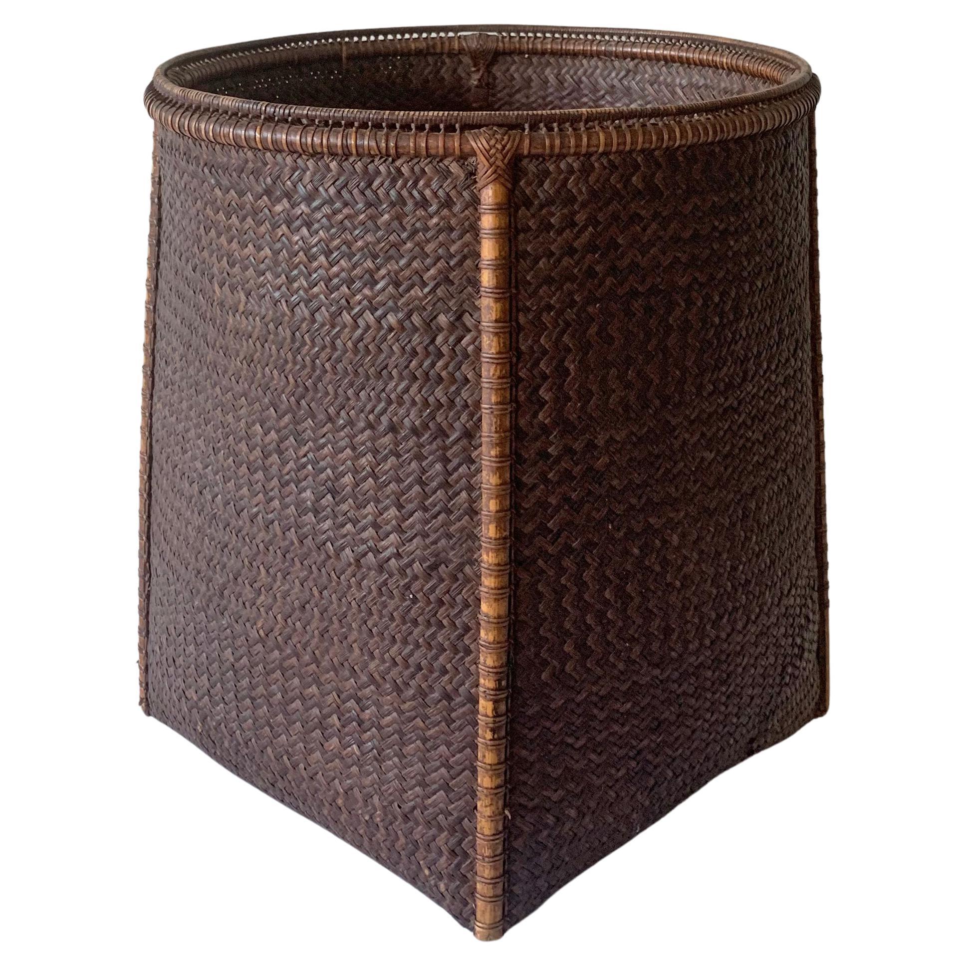 Rattan Basket Dayak Tribe Hand-Woven from Kalimantan, Borneo, Mid 20th ...