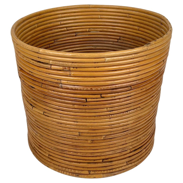 Rattan Basket Vase, Italy, 1960s at 1stDibs