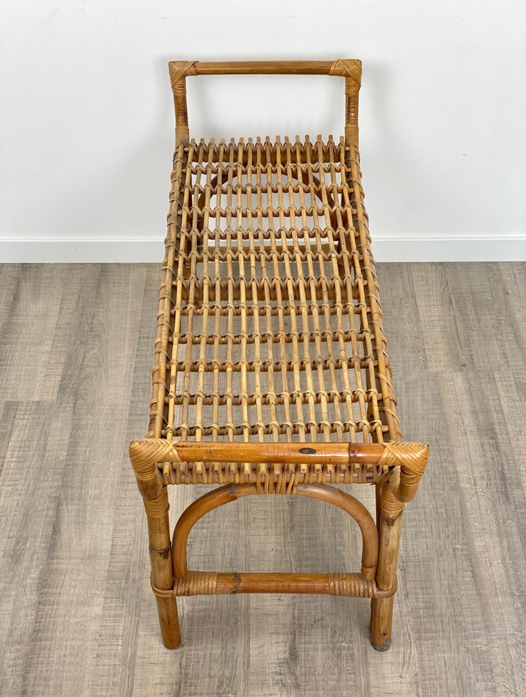 Rattan Bench by Franco Albini for Bonacina, 1960s, Italy at 1stDibs