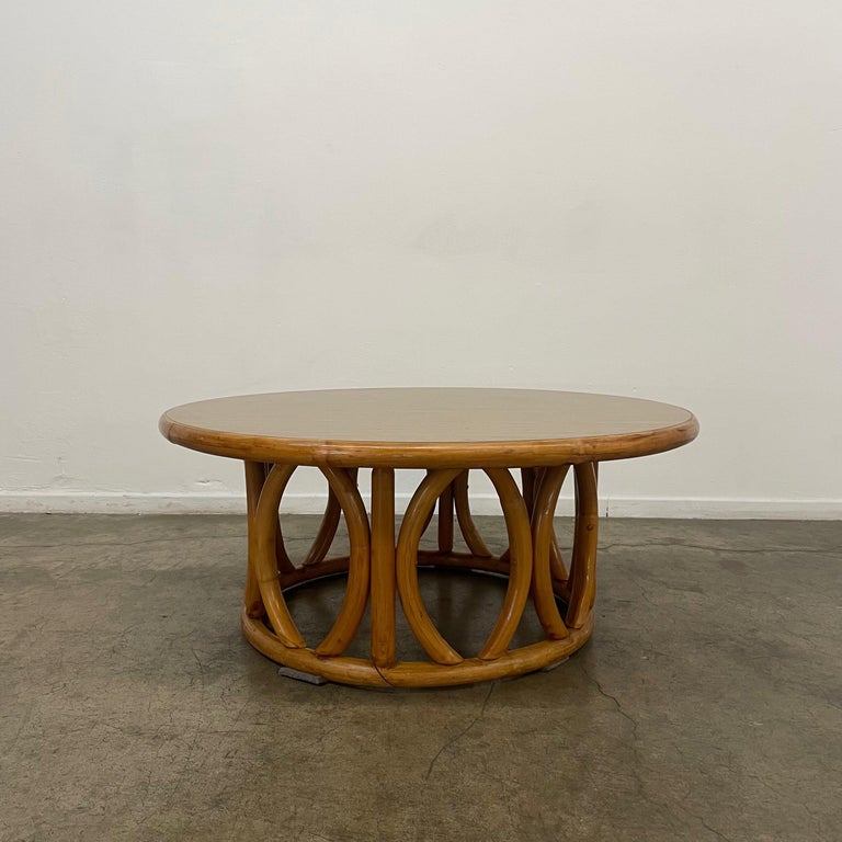 Rattan Bentwood Coffee Table, Laminate Surface For Sale at 1stDibs