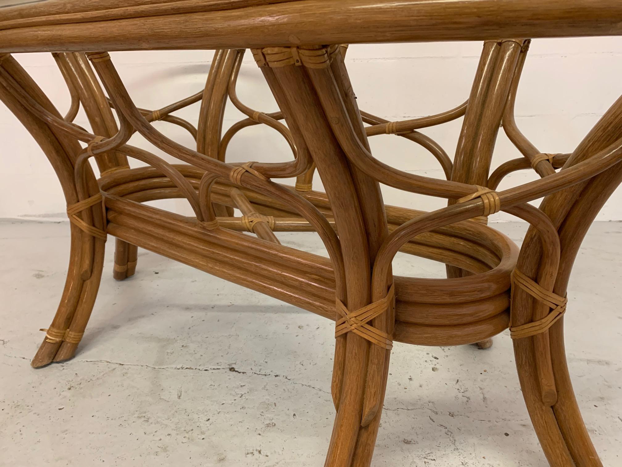 Rattan Bentwood Pedestal Oval Dining Table at 1stDibs