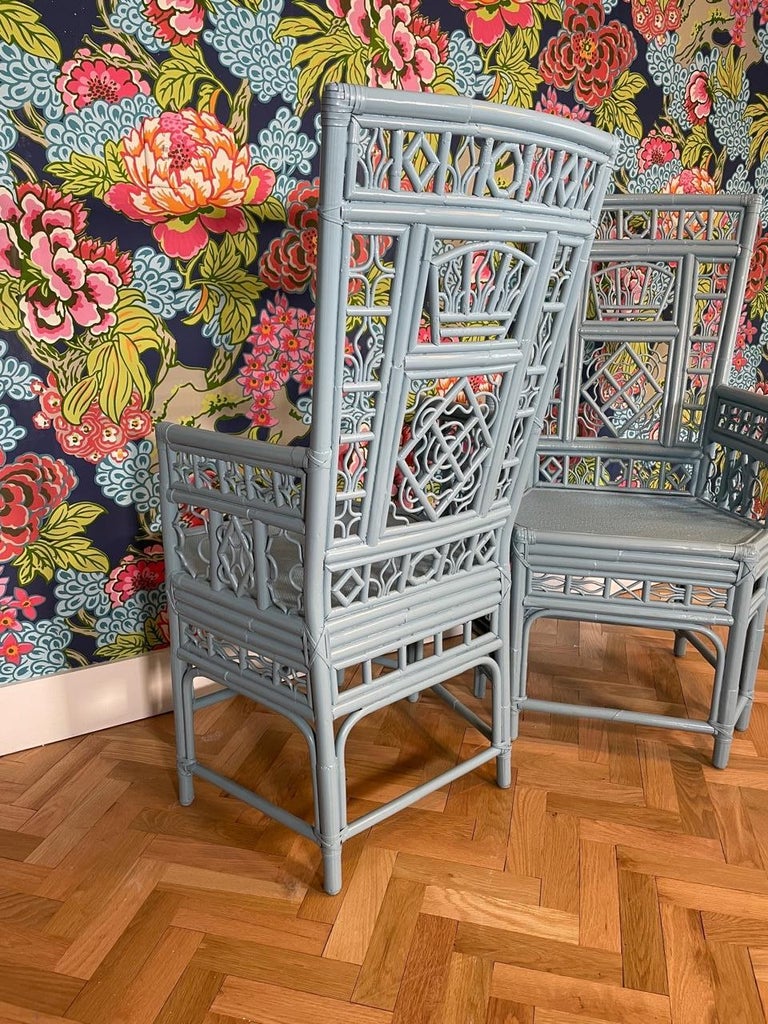 Rattan Brighton Pavilion Style High Back Arm Chairs, A Pair For Sale at ...