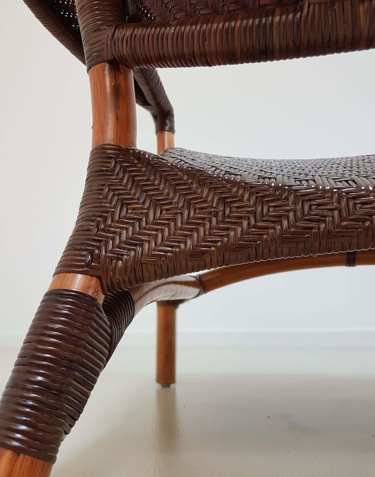 Rattan Chair and Foot Rest by Yuzru Yamakawa, Japan, 1980 at 1stDibs