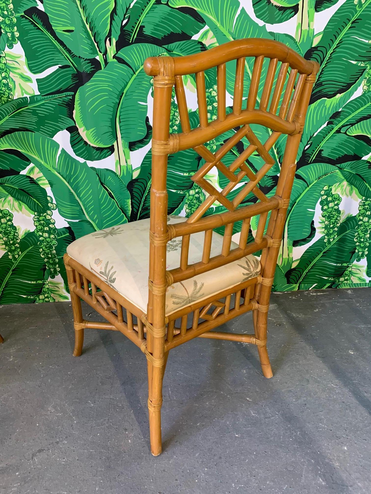 Rattan Chinoiserie Dining Chairs, Set of 4 at 1stDibs
