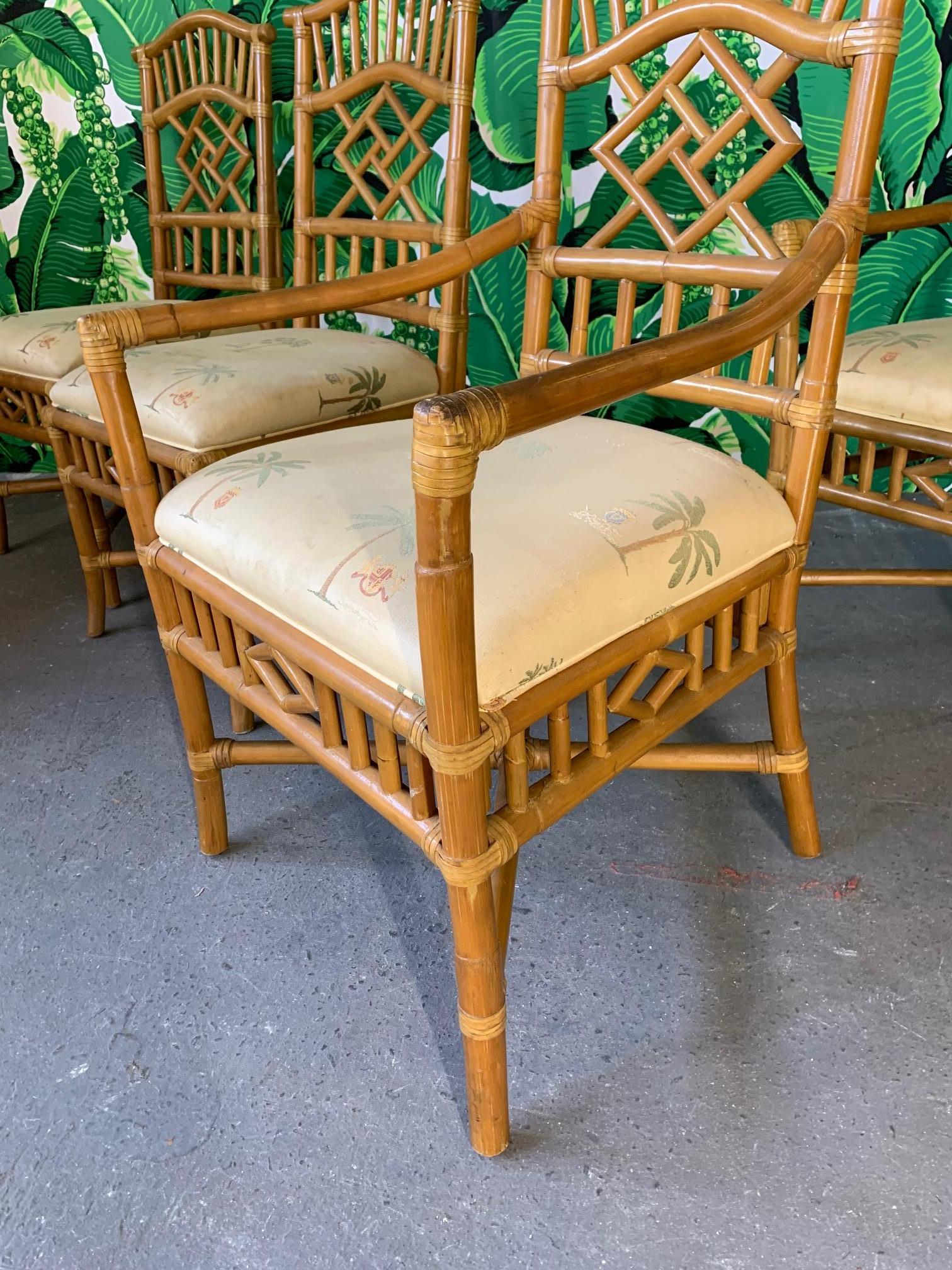 Rattan Chinoiserie Dining Chairs, Set of 4 at 1stDibs