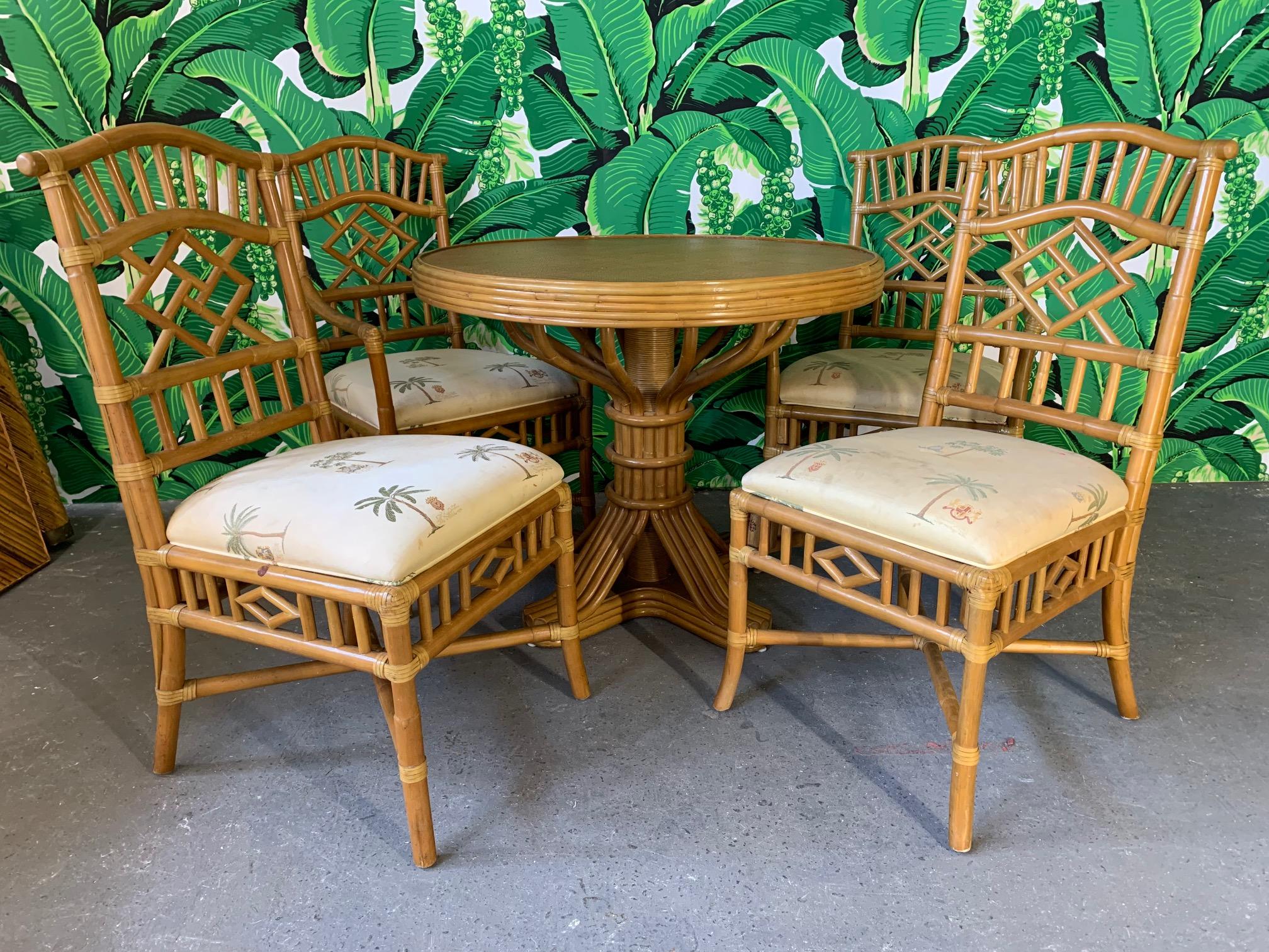 Rattan Chinoiserie Dining Chairs, Set of 4 at 1stDibs