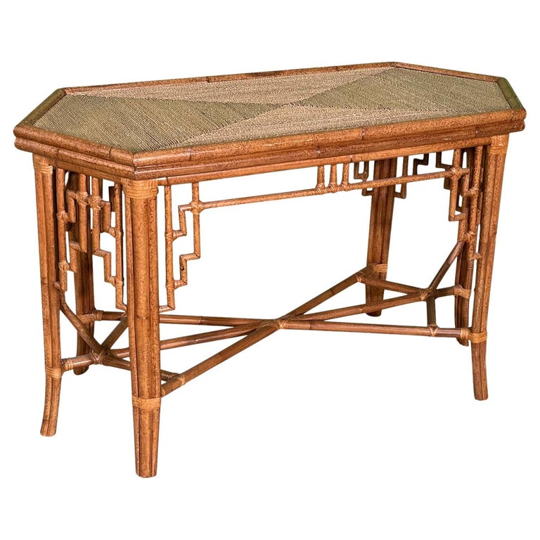 Rattan Chinoiserie Fretwork Dining Table Base or Console at 1stDibs