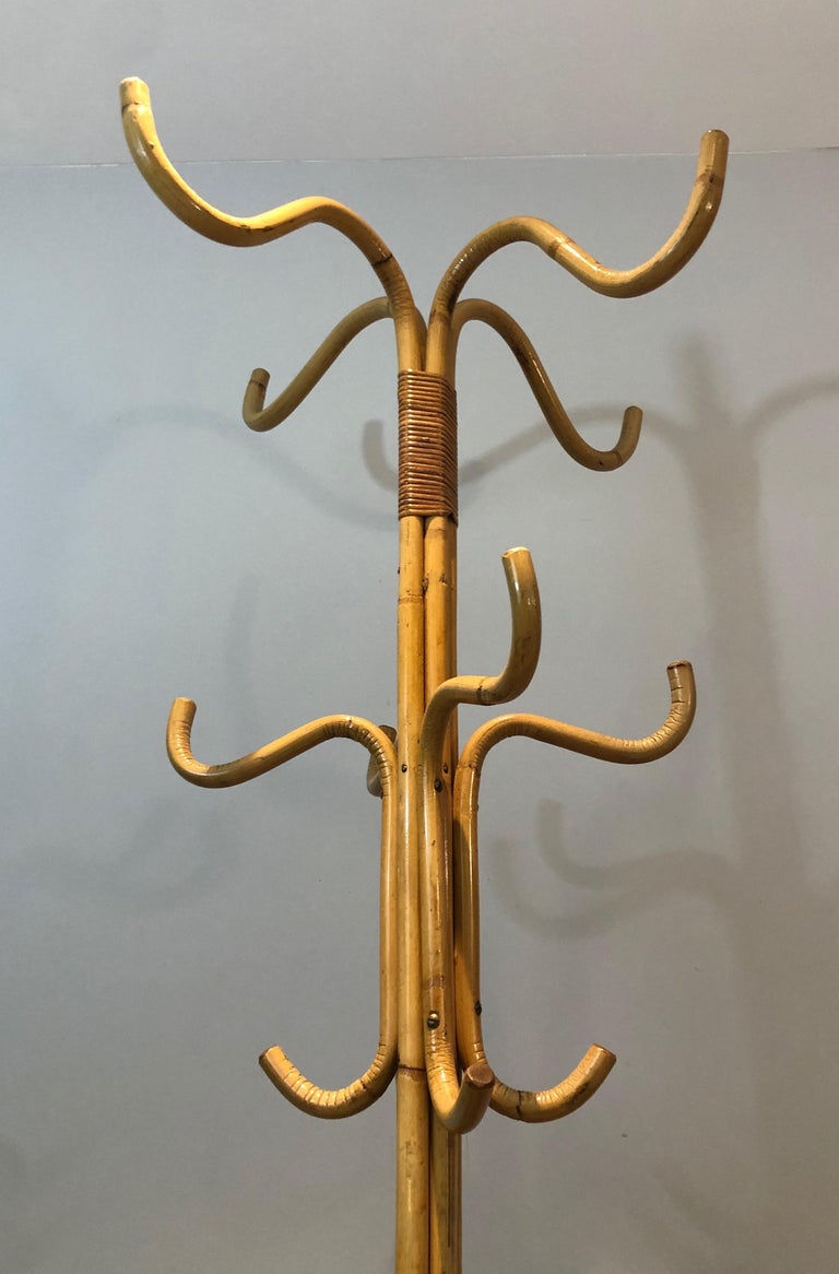 Rattan Coat Rack on Stand, Circa 1950 For Sale at 1stDibs