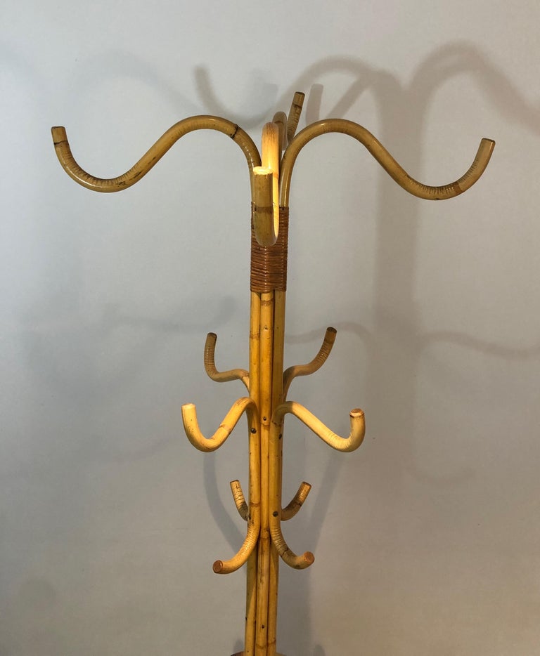 Rattan Coat Rack on Stand, Circa 1950 For Sale at 1stDibs