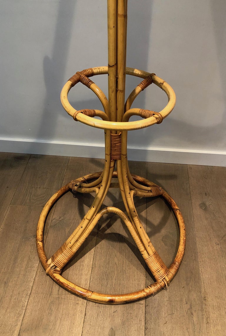 Rattan Coat Rack on Stand, Circa 1950 For Sale at 1stDibs