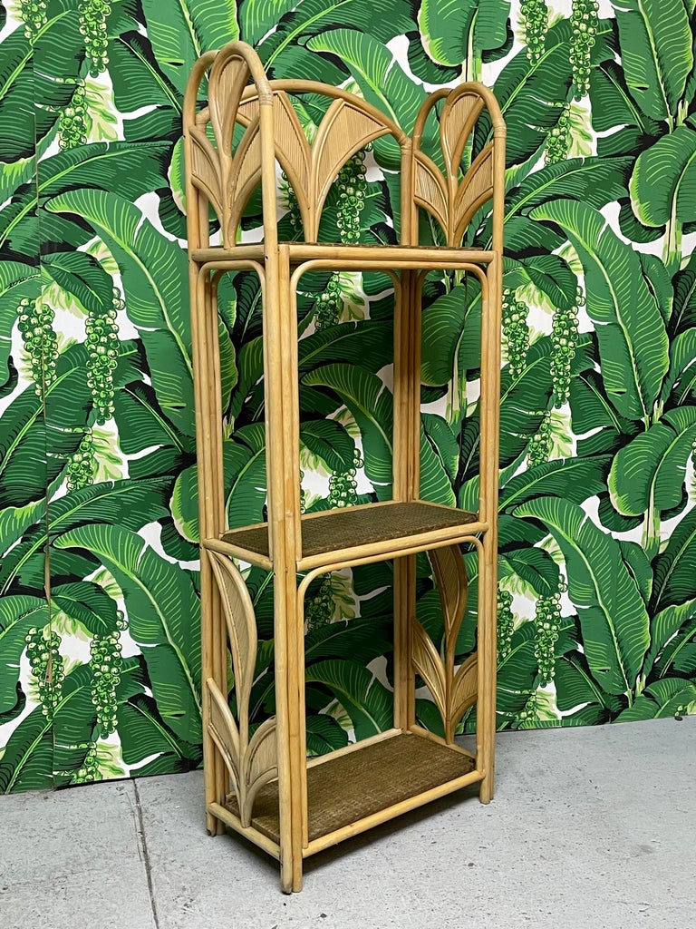 Rattan Split Reed Bookshelf / Etagere For Sale at 1stDibs