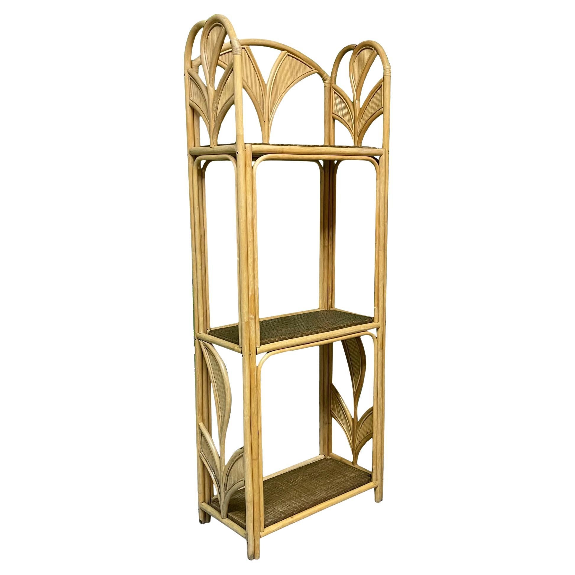 Large Vintage Rattan Étagère Bookcase at 1stDibs