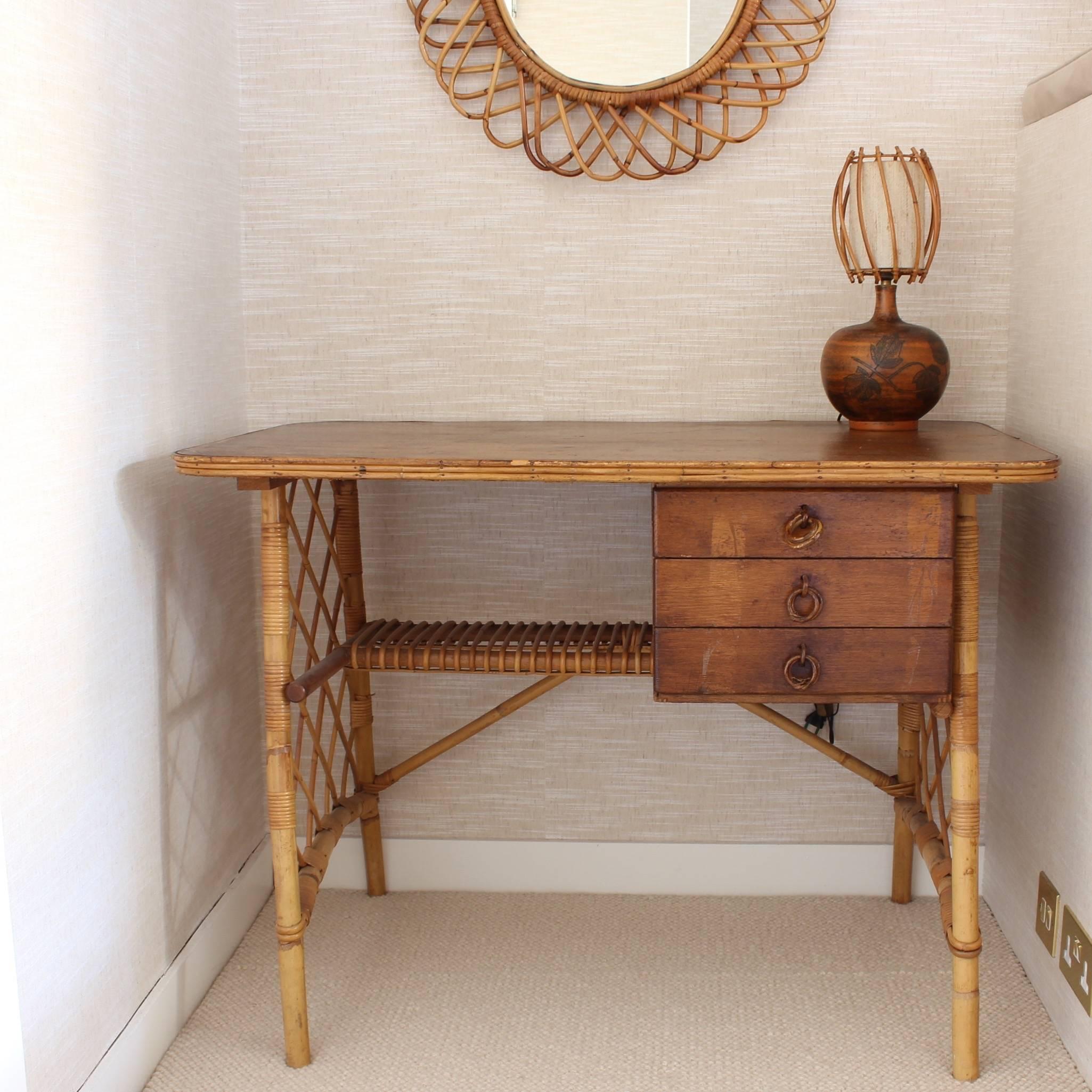 Rattan Desk or Vanity Table by Louis Sognot, circa 1950s at 1stDibs ...