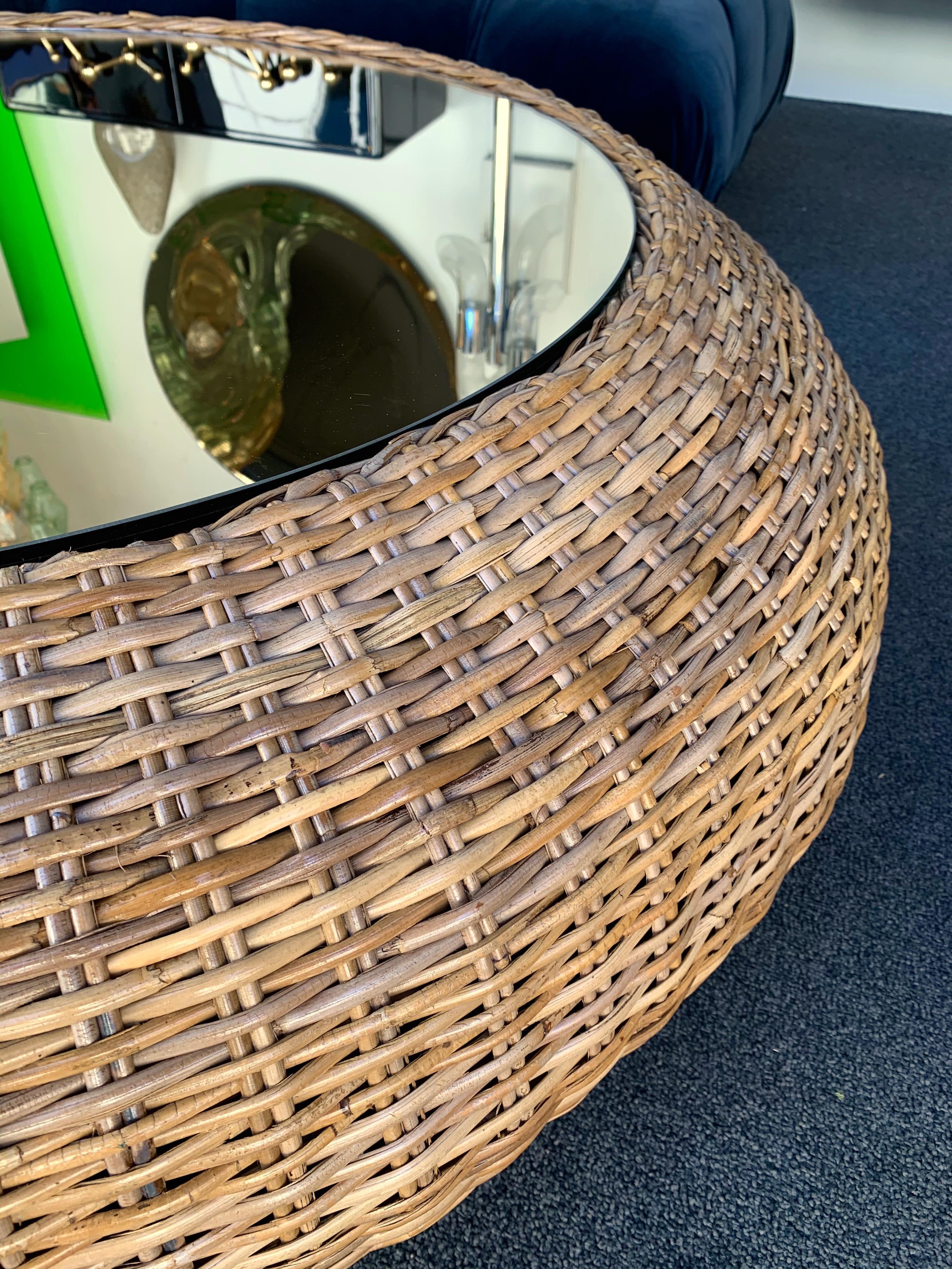 Rattan Donuts Coffee Cocktail Table, Italy, 1970s at 1stDibs