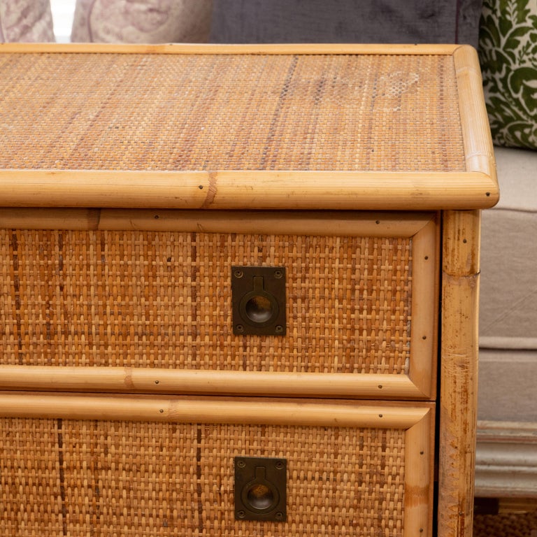A Pair of Dressers with Brass Campaign Style Hardware at 1stDibs