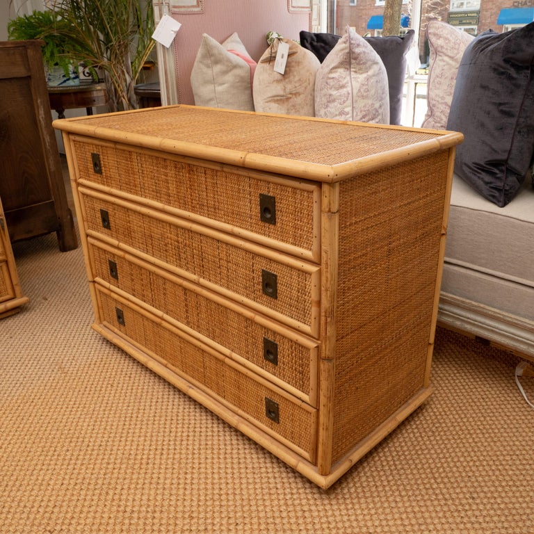 A Pair of Dressers with Brass Campaign Style Hardware at 1stDibs