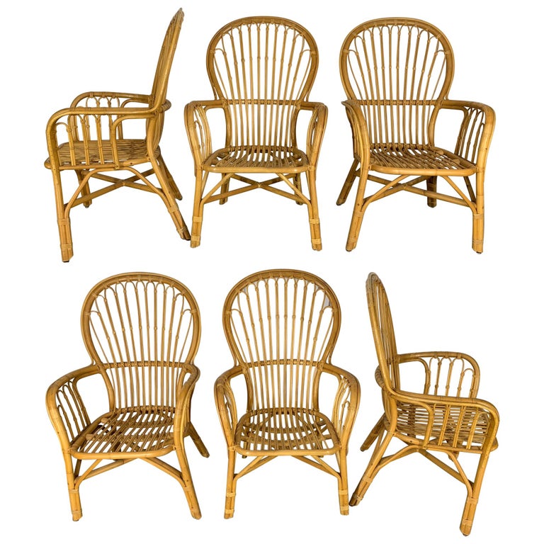 Rattan Fan Back Dining Chairs, Set of Eight at 1stDibs