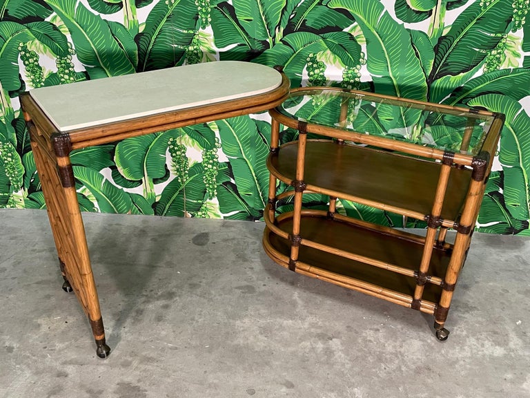 Rattan Folding Bar Cart by Lexington For Sale at 1stDibs