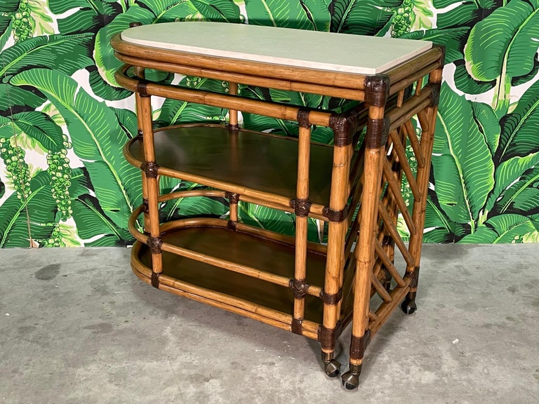 Rattan Folding Bar Cart by Lexington For Sale at 1stDibs