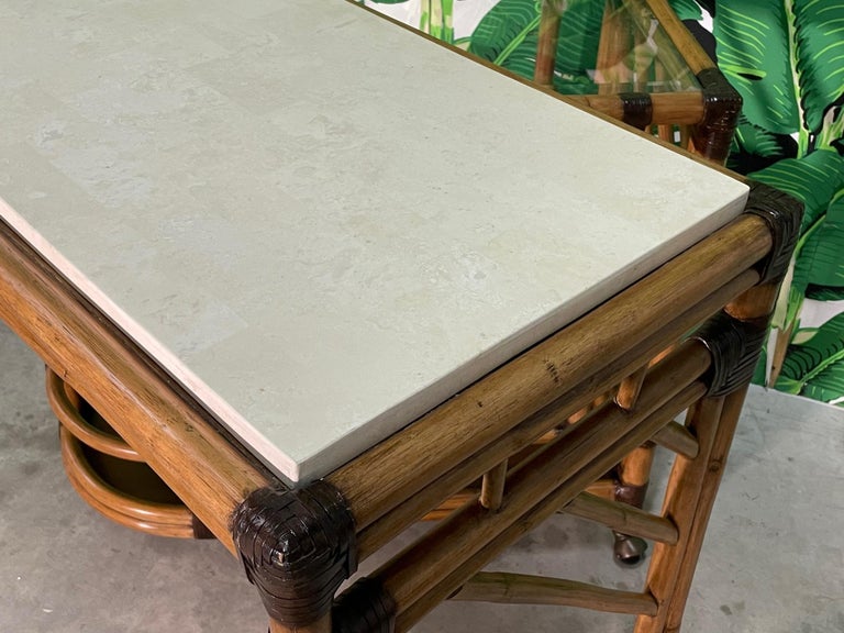 Rattan Folding Bar Cart by Lexington For Sale at 1stDibs