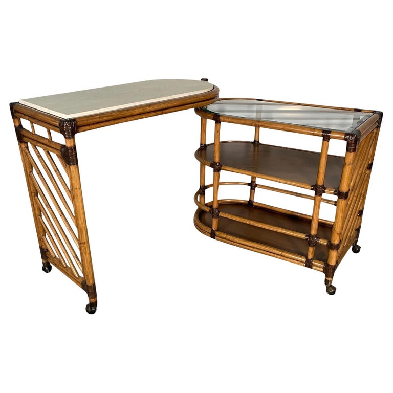 Rattan Folding Bar Cart by Lexington For Sale at 1stDibs