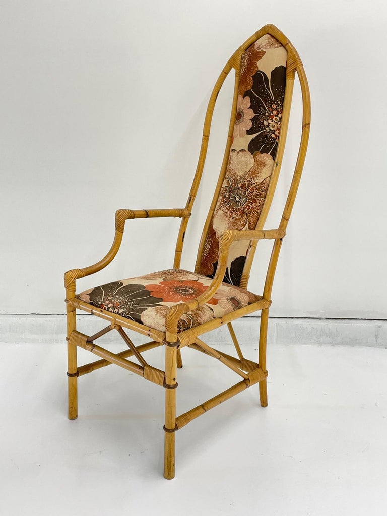 Rattan High Back Cathedral Dining Chairs in the Manner of McGuire For ...