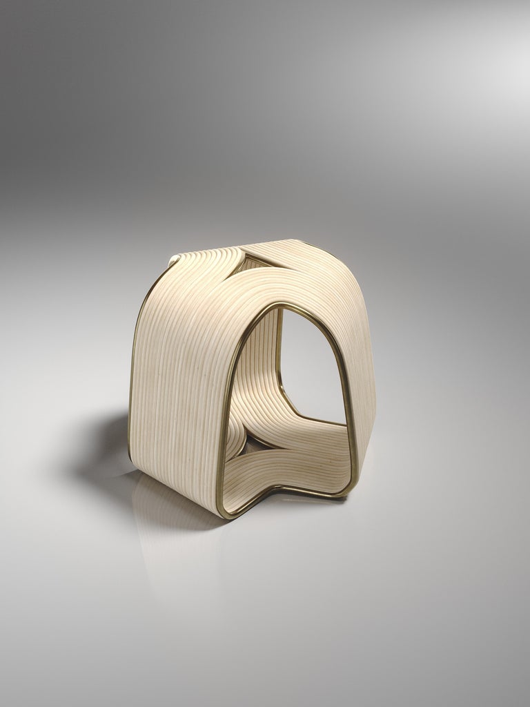 Rattan Nesting Side Table with Shell and Brass Inlay by R&Y Augousti ...