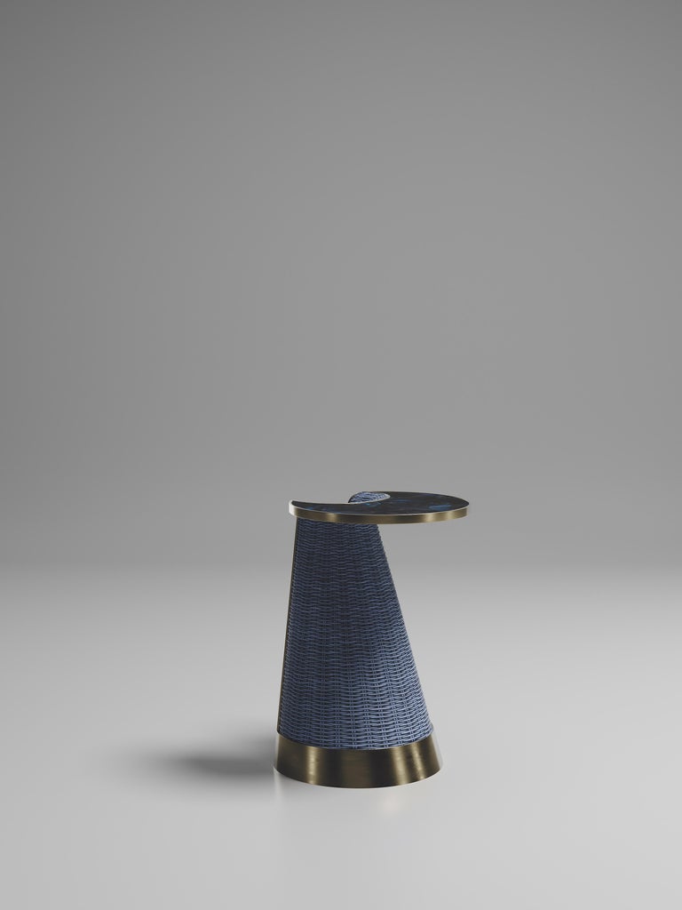 Rattan Nesting Side Table with Shell and Brass Inlay by R&Y Augousti ...