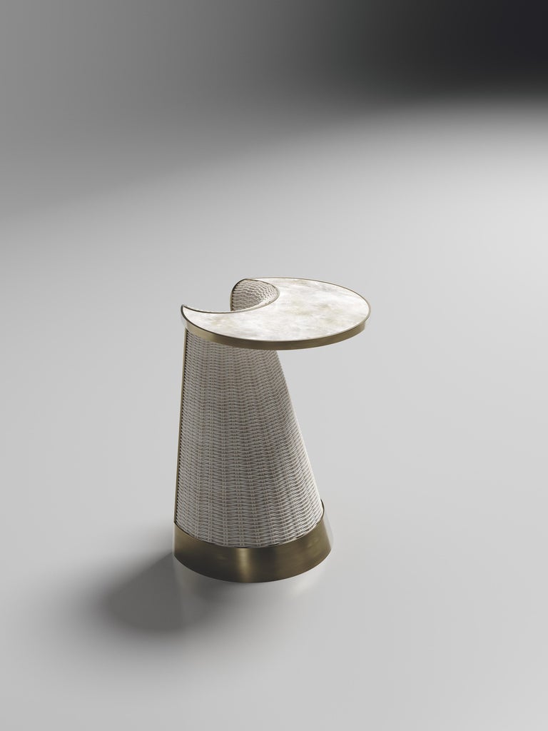 Rattan Nesting Side Tables with Shell and Brass Inlay by R&Y Augousti ...
