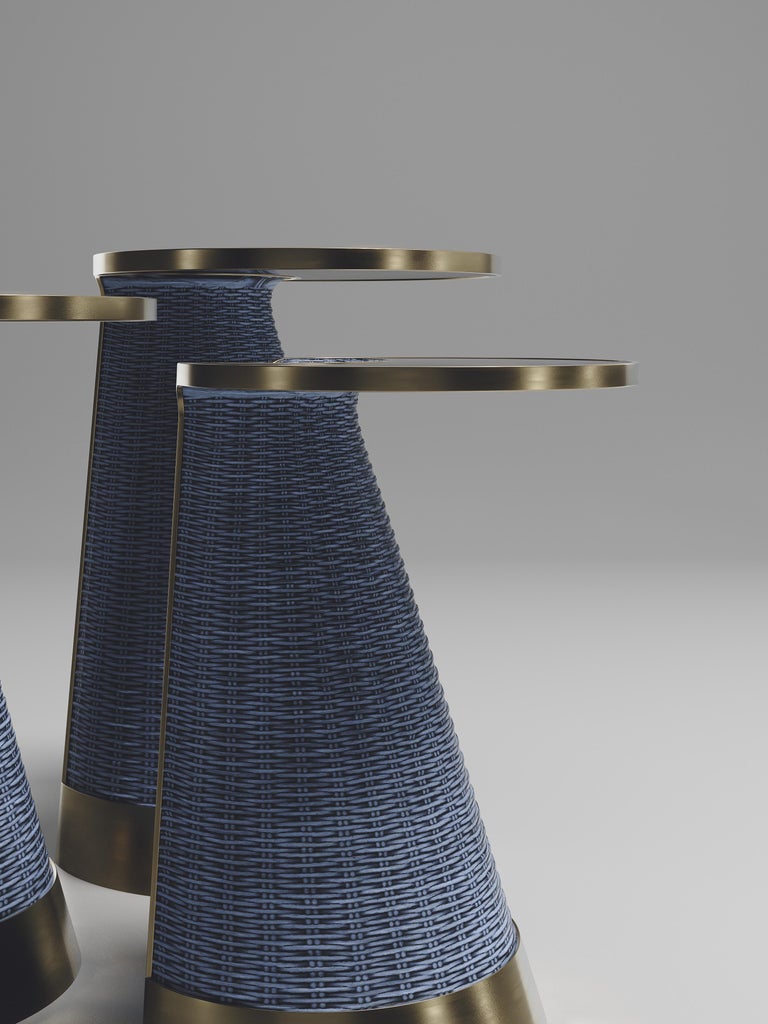 Rattan Nesting Side Tables with Shell and Brass Inlay by R&Y Augousti ...
