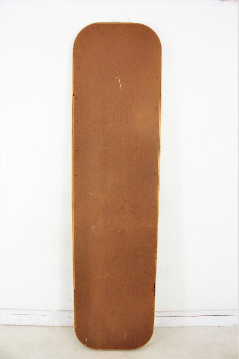 Rattan Pencil Reed Full Length Rectangular Mirror For Sale at 1stDibs