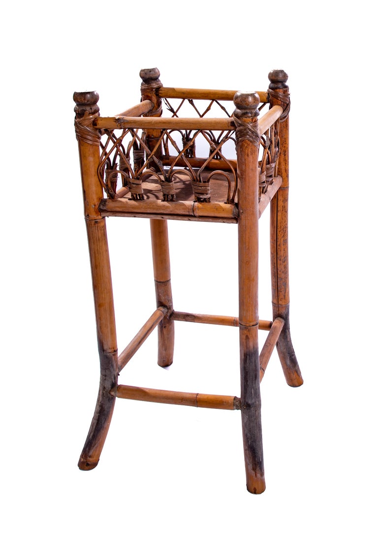 Rattan Plant Stand, Midcentury For Sale at 1stDibs