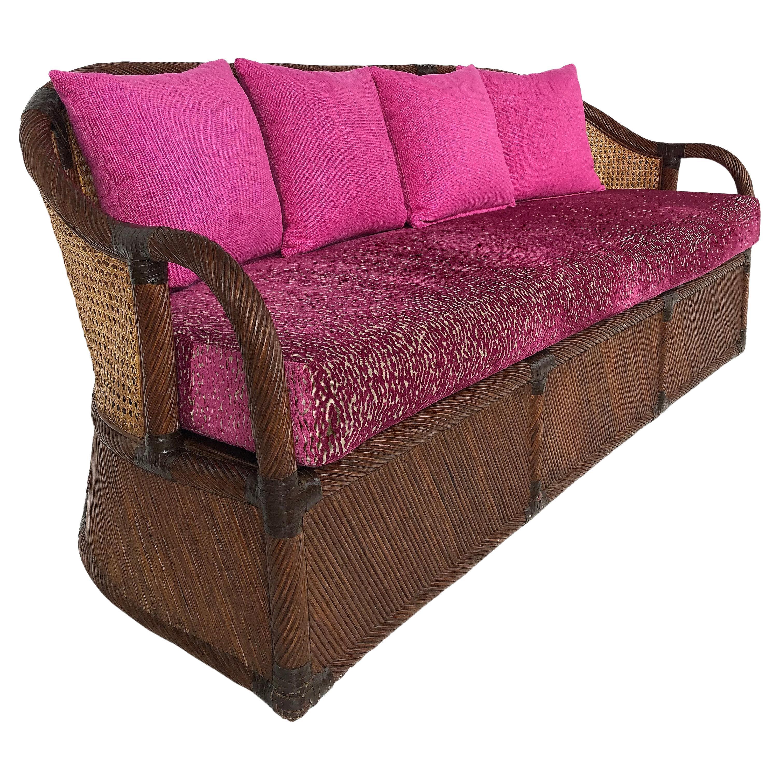 Art Deco Shell Back Sofa, Newly Upholstered at 1stDibs